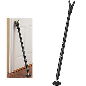Door Security Bar, 1 1/8 inch Heavy Duty Security Bars, 35-41.7" Adjustbale Door Saftey Bar - Portbale Security Door Barricade Bar Inside (1 pc, Black) (Frosted Black)