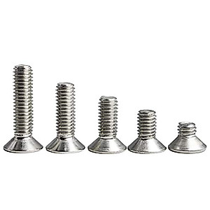 M6 x 8mm 12mm 16mm 20mm 25mm Flat Head Hex Socket Cap Screws Countersunk Bolts, 304 Stainless Steel, Fully Threaded, Bright Finish, Metric Allen Hex Drive, Assortment Kit 50PCS