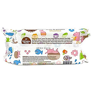 Natural Value All Natural Soft & Gentle Baby Wipes, 80 Wipes (Pack of 12)