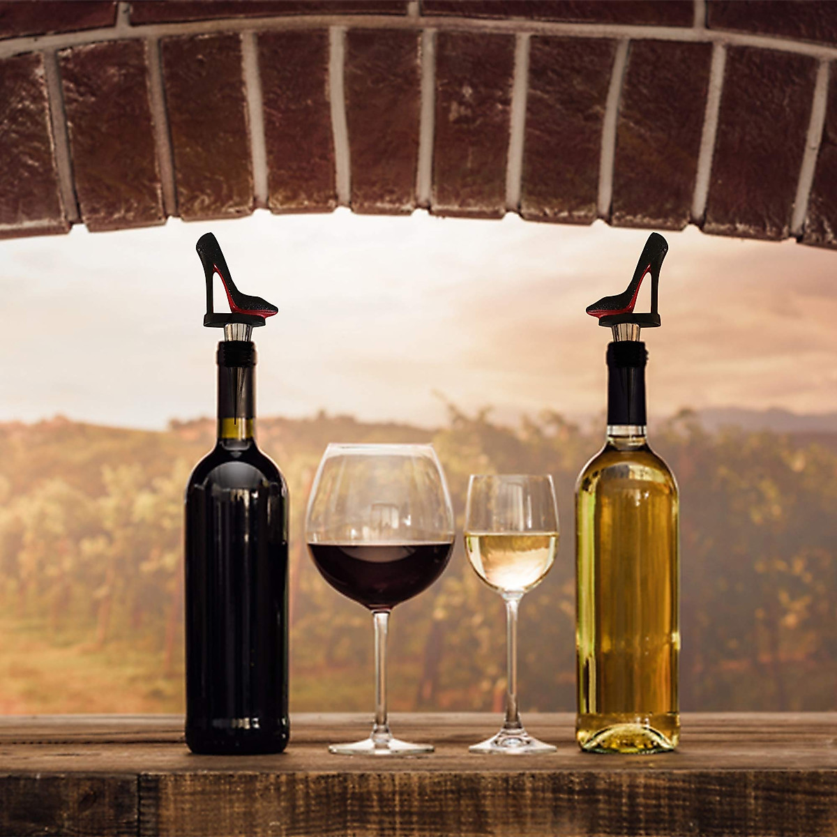 Trovety High Heel Wine Stopper Custom - Cute Black Shoe Elegant High Heels Cork for Women, Bachelorette Party Decor - Decorative Stainless Steel Beverage Topper - Reusable Champagne Bottle Plugs