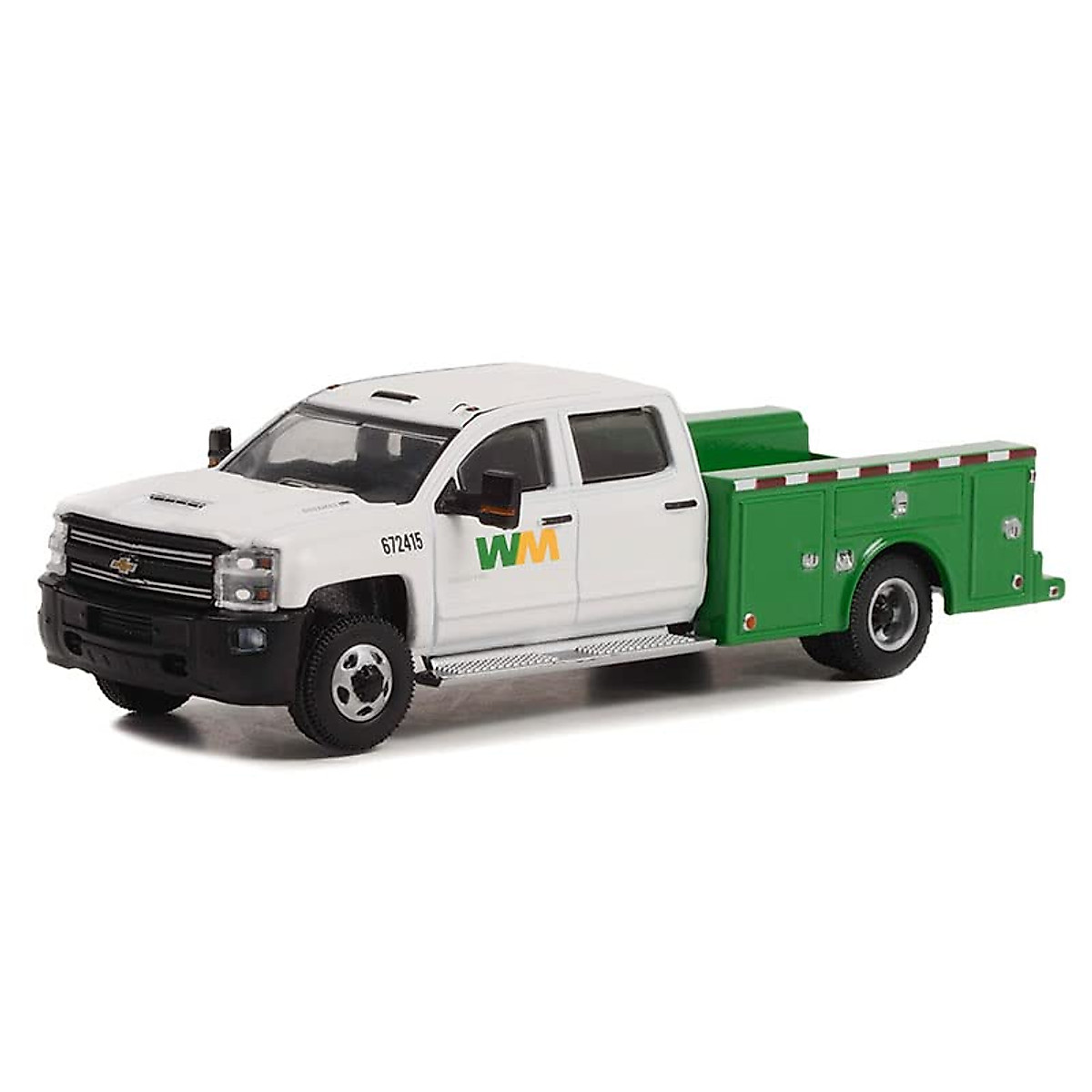 Greenlight 46100-C Dually Drivers Series 10 - 2018 Chevy Silverado 3500 Dually Service Bed - Waste Management 1:64 Scale Diecast