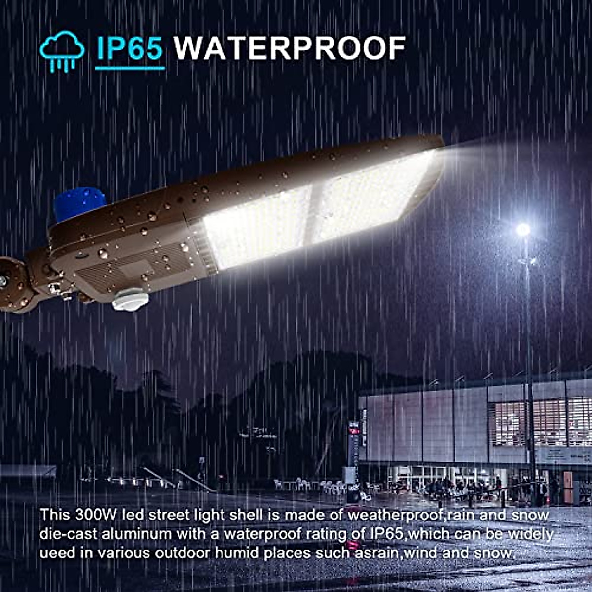 300W LED Parking Lot Light with Dusk to Dawn Photocell, 42000LM 5000K Dimmable Commercial Outdoor Light IP65 Waterproof LED Shoebox Pole Light with Slide Mount 100-277V AC DLC Certified (300)