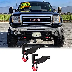 LUYWTE Steel Front Tow Hook Mount Bracket and D-Rings for 2007-2013 GMC Sierra 1500 D-Ring Shackle Bracket, Tow Hook Bracket Replacement