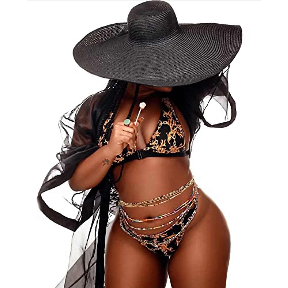 12PCS 24-70 Inches Plus Size Waist Beads Chains for Women Handmade African Belly Beads Layered Body Chain Beach Bikini Jewelry