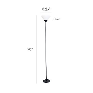 Simple Designs LF1011-BLK 1 Light Stick Torchiere Floor Lamp, Black