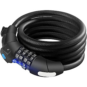 bicycle locks heavy duty anti theft Bike Lock Bike Lock 4 Digit Code Combination Bicycle Security Anti-theft Cycling Bicycle Lock With Lock Holder LED Light, For Cycles Bicycles Motorcycles Scooters S