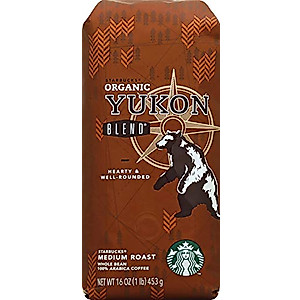 Starbucks Organic Yukon Blend 1 Pound Bag of Medium Roast Whole Bean Coffee