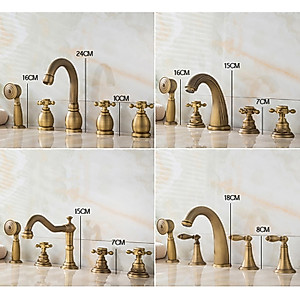 WuDLi Bath Shower Mixer Tap Antique, Shower Tap Attachment for Bath, 5 Hole Deck Mount Bath Shower Tap C