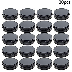 Othmro 20pcs 2oz Metal Round Tins Aluminum Tin Cans Containers with Screw Lid, 68 * 25mm(DxH) Black tin cans for Salve, Spices, Lip Balm, Tea or Candies 60ml