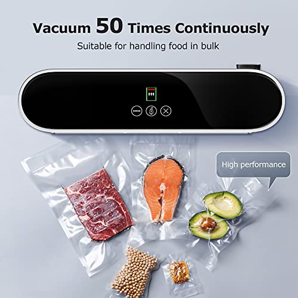 FRESKO Hands-Free Full Automatic Vacuum Sealer Machine，Automatic Moisture Detection Food Sealer with 10 Food Preservation Bags， LED Touch Screen (ETL Certified)