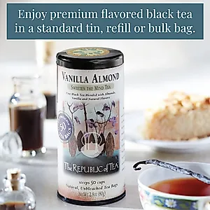 The Republic of Tea — Vanilla Almond Black Tea Tin, 50 Tea Bags, Naturally Caffeinated