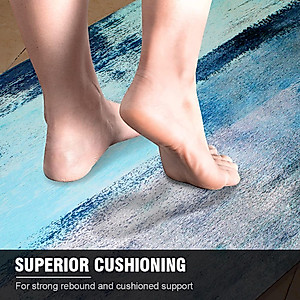 TOMWISH Kitchen Mat Anti-Fatigue Kitchen Rug Non Skid Kitchen Floor Mats 23.5"X70" Memory Foam Cushioned Rugs Comfort Standing Mat Waterproof Kitchen Runner Mats Turquoise and Teal