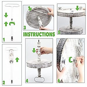 2 Tiered Tray Stand for Decor, Rustic Wooden Farmhouse Decorative Tray for Home Coffee Table Kitchen Counter by Witsbrez (White Wash Rectangle)