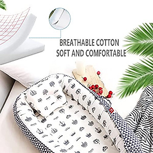 Baby Lounger for Co Sleeping Newborn Lounger Cover Sleeper Baby Sleeping Bed, 100% Soft Breathable Newborn Lounger Nest for 0-12 Months Infant Lounger Floor (B3-Lake Blue Rabbit)