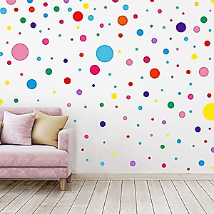 528 Pcs Polka Dot Wall Decals Circle Wall Decal Colorful Wall Sticker Vinyl Wall Decal Classroom Decor Toddler Room Decorations for Bedroom Nursery Playroom Classroom 8 Different Size (Vibrant Color)