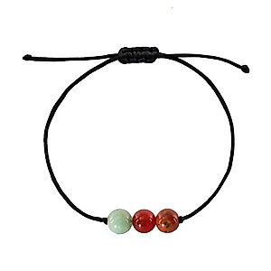 BOHO GARDEN Zodiac Bead Bracelets,3 Polished Birthstone Crystal Beaded Bracelets,Made of Real & Natural Gemstones, Adjustable 3-9.7” Black Rope,Jewelry for Men, Women, Teens,8mm Beads…, Polyester