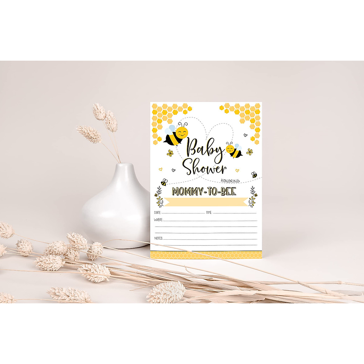 Your Main Event Prints Mom To Bee Baby Shower Invitations, Neutral Yellow Bee Baby Shower Invites with Diaper Raffles Cards, Sprinkle, 20 Invites Including Envelopes