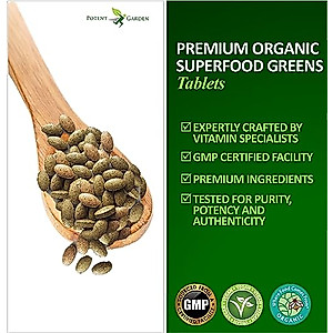 Potent Garden 2-Pack Organic Superfood Greens, Fruit and Veggie Supplement Rich in Vitamins & Antioxidants with Alfalfa, Beet Root & Tart Cherry to Boost Energy, Immunity & Gut Health, 120 Ct