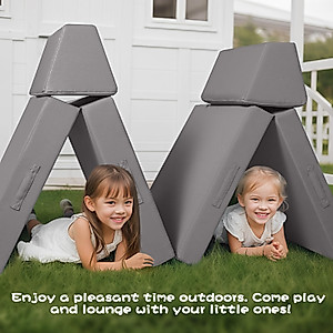 MeMoreCool Modular Toddler Couch Building Fort for Playroom, 8pcs Fold Out Baby Couch Play Set, Convertible Children Foam Couch, Grey