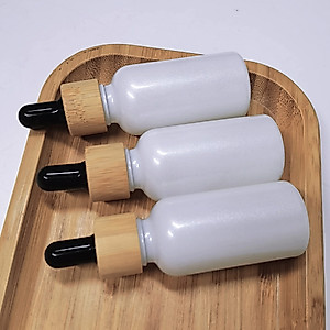 COSIDEA 20pcs Empty Pearly white Round 30ml 1oz Glass bottle with Bamboo dropper for Serum essence oil bottles container packing