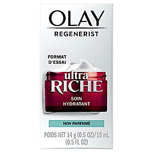 Olay New Regenerist Ultra Rich Face Moisturizer, Fragrance-Free, Trial Size, 0.5 oz