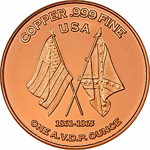 Battle of Gettysburg Civil War Commemorative 1 oz Pure .999 Copper Round Bullion Coin in Capsule - COA by Heavenly Metals