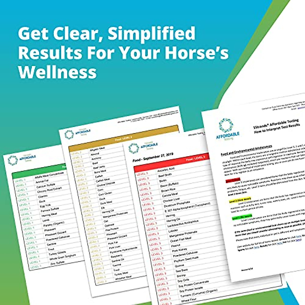 5Strands Equine Health Test, Environmental & Food Intolerance, Nutrition, Metals and Minerals Imbalances, at Home Horse Hair Sample Collection Kit, Results in 7 Days Works for All Ages and Breeds
