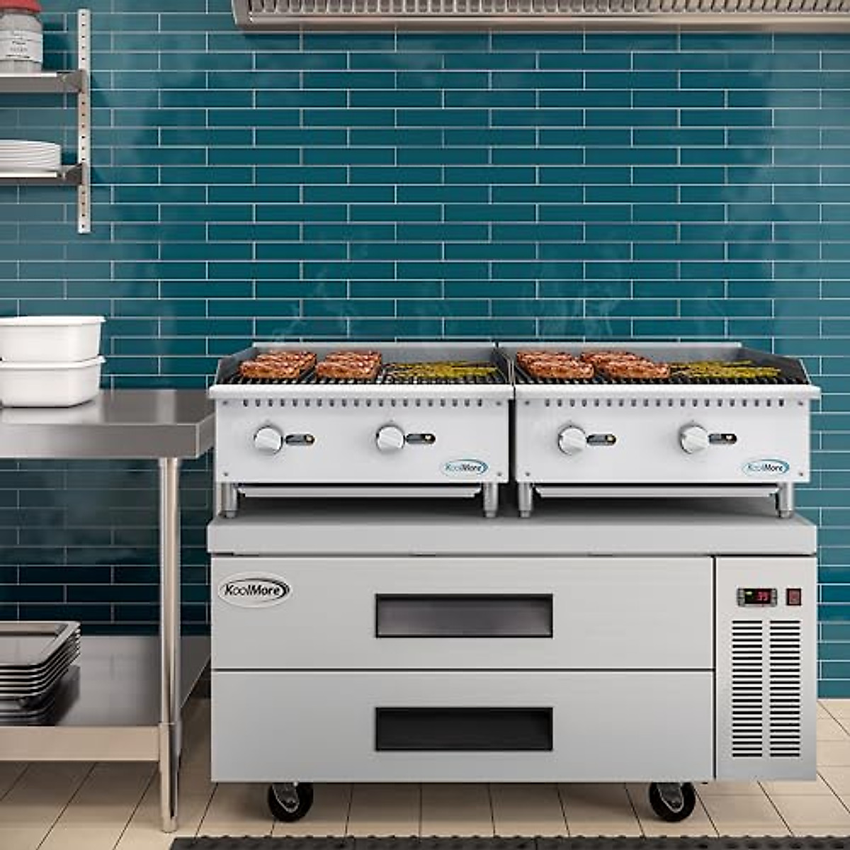 KoolMore 24 in. Commercial 2-Burner Natural Gas Charbroiler with 60,000 BTU in Stainless-Steel, ETL Listed(KM-GCB2-24M)