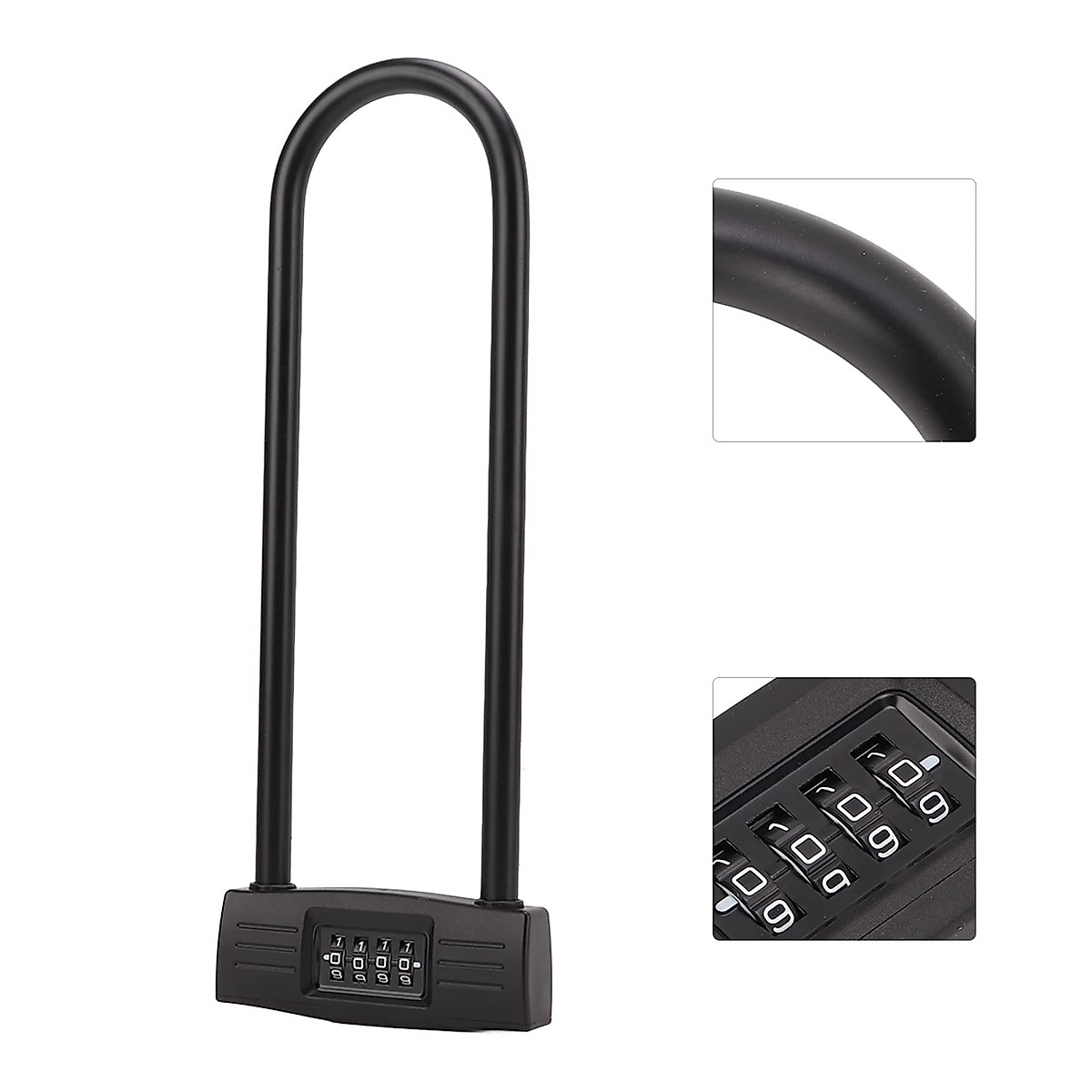 Bike U Lock, Lengthen 4 Digit Combination Resettable Padlock, and Waterproof, Suitable for , Electric Scooter