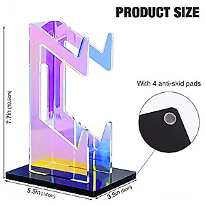 NiHome Iridescent Acrylic 2-Tier Universal Game Controller Headset Holder Stand for PS5 Xbox ONE Switch Colorful Controller Stand Gaming Accessories Anti-Slip Stable Acrylic Clear Headphone Holder