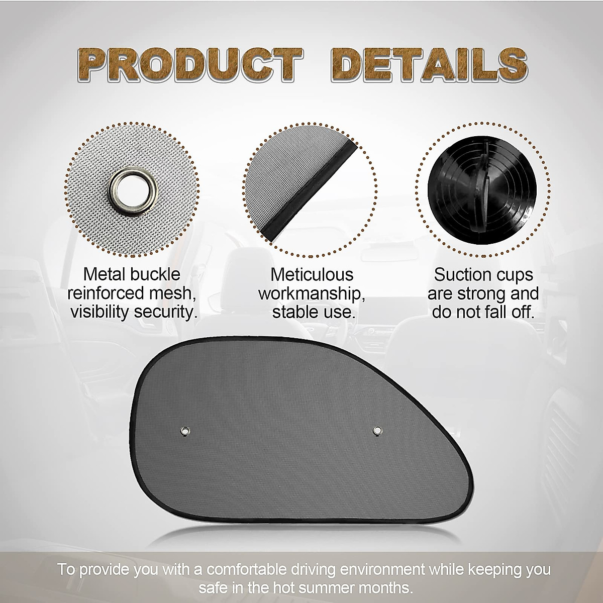 2 Pack Car Side Window Sun Shade, Glare and UV Rays Protection for Your Child, with Sun UV Protection, Reduce Damage from Direct Bright Sunlight and Heat Universal Car Window Shade