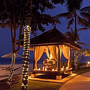 Solar Rope String Lights Outdoor,Solar Rope Light 66FT Waterproof Outdoor String Tube Light for Party Garden Yard Home Decreation (Warm White)