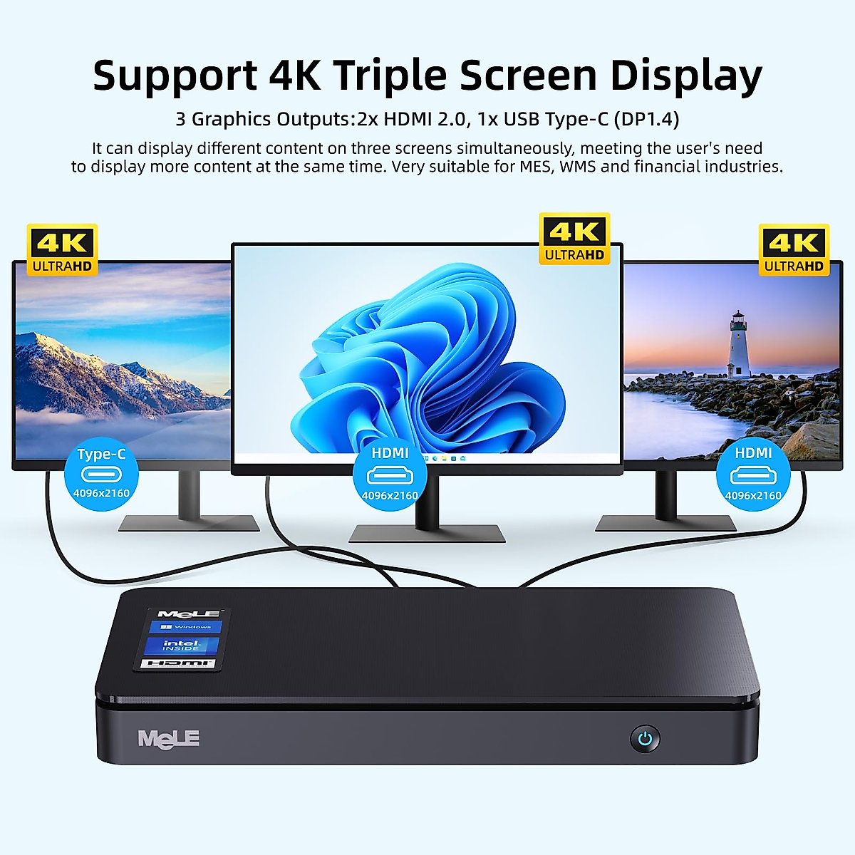 MeLE Mini PC Windows 11 Pro 16GB Ram 512GB N5095 Micro PC Overclock3C 2X HDMI 4K USB-C Triple Display 2.4G/5G WiFi6 BT5.2 GbE Support Linux Small Desktop Computer on IoT MES WMS NAS Astrophotography