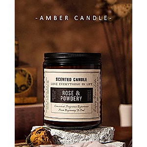 14.4oz Candles for Home Scented, Amber Candle and Lavender Candle, 100 Hours Long Lasting Soy Wax Scented Candles Gift Set for Women, Birthday Gift, Christmas Gfits