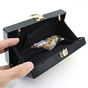 YYW Love Acrylic Clutch, Acrylic Box Evening Clutch Bag Purse Handbag for Women Wedding Party Cocktail Handbag (Black)