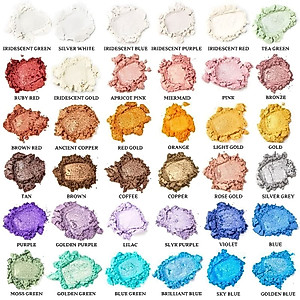Smalltongue Mica Powder for Epoxy Resin, 36 Colors, 0.35 oz(10g) Bottles Mica Glitter Powder, Mica Pigment Powder for Lip Gloss, Soap Making, Bath Bomb, Art Crafts, Resin Dye, Nails