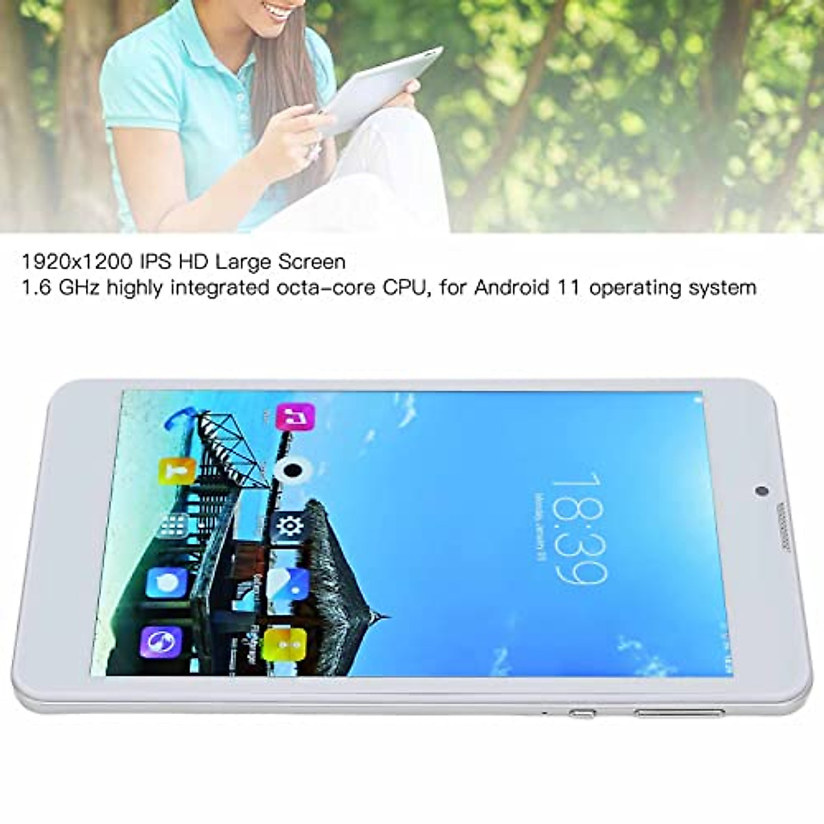 7 inch Tablet, 1920 x 1200 IPS HD Touch Screen WIFI Octa Core Processor 32GB Storage Tablet Computer, Front 2MP and Rear 5 MP Camera, Microphone, Bluetooth GPS Android 11 Tablets for Entertainment(US)