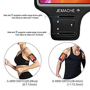 iPhone 14, 13, 12, 11, XR Armband with AirPods Holder, JEMACHE Water Resistant Gym Running Workouts Arm Band Case for iPhone XR, 11, 12, 13, 13 Pro, 14, 14 Pro (Black)