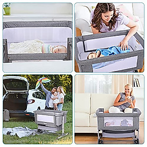 Kisdream Baby Bassinet Bedside Co Sleeper: Parents Next to Tall Bed Side Cradle Bassinette Attached Safe Cosleeper Crib Connected Portable Cosleeping for Newborn & Infant with Adjustable Height