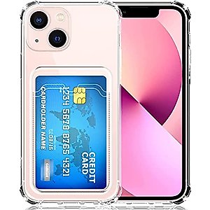Xerial Case Compatible with iPhone 13 Mini case with Card Holder, Clear Card Slot case, Ultra-Thin, Soft, Shockproof, Credit Card Protective Cover for iPhone 13 Mini