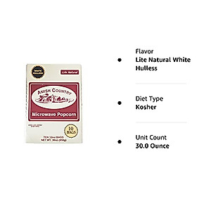 Amish Country Popcorn | Old Fashioned Microwave Popcorn | 10 Bags Lite Natural White Hulless | Non-GMO, Gluten Free, Microwaveable and Kosher (10 Bags)