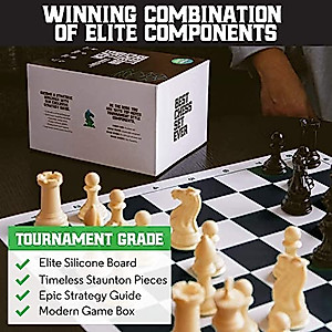 Best Chess Set Ever 4X Classic, Tournament Chess Set with 20 in x 20 in Foldable Silicone Board and Weighted Staunton Pieces, Packs and Travels Easy, Classic XL Super Heavyweight Edition