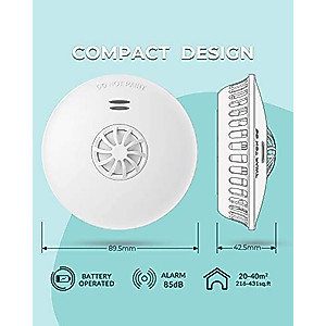 Ecoey Fire Alarms Smoke Detectors, 10-Year Smoke and Heat Detector with Built-in Battery for Home Bedroom, Smoke Detector and Heat Alarm with Easy Install and Test Button, FJ192, 2 Packs