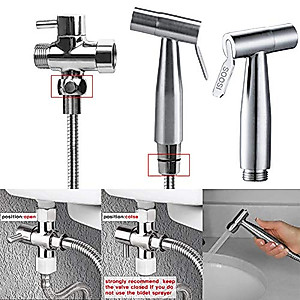 Handheld Bidet Sprayer for Toilet, Soosi Dual Mode Spray Head (Jet/Soft) Baby Cloth Diaper Sprayer Bidet for Toilet Stainless Steel Bathroom Hand Held Muslim Shattaf Kit Brass T-Adaptor 47 inch Hose