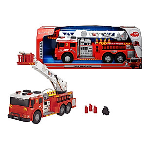 DICKIE TOYS: 24" Light and Sound Fire Brigade Vehicle (with Working Pump), Ladder Rotates by 350 Degrees, Battery Powered, for Ages 3 and up