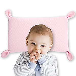 Breathable Children Pillow with Soothering Bunny Ears Memory Foam Kids Sleeping Pillows (Pink Modal)