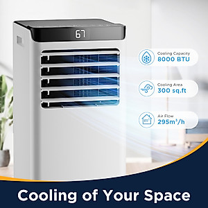 Pulemela 8,000 BTU Portable Air Conditioner for Room Up to 350 Sq.Ft,Portable AC Unit with 3 Modes,Remote Control with Installation Kit