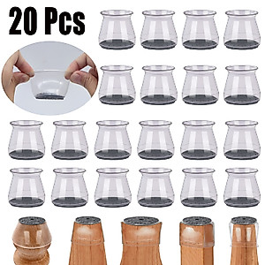 BUMACO Chair Leg Floor Protectors Chair Leg Protectors for Hardwood Floors Silicone Pads Covers to Protect Floors (Clear-20 Pcs, Universal S (0.9"-1.29")