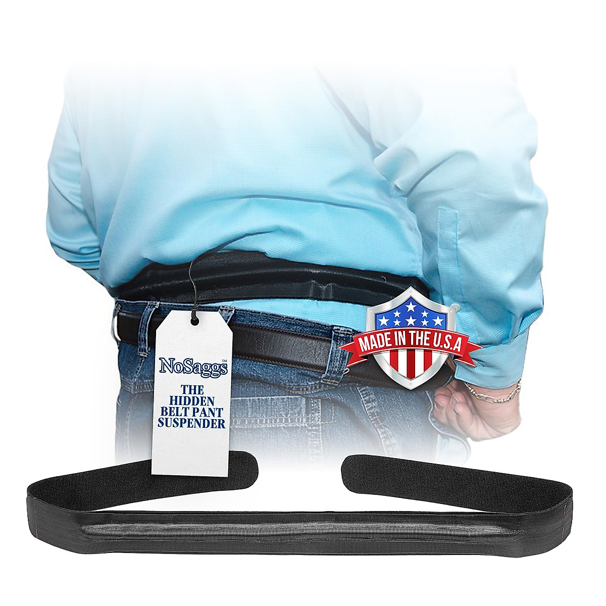 NoSaggs Hidden BELT Pant Suspender for Men – Keep Pants Up Without Suspenders – L-XXL 35-46" Waist