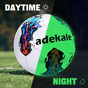 Soccer Balls Size 4,Glow in The Dark Official Size Soccer Ball,Indoor/Outdoor Light Up Training Ball with Pump and Needles,Street Ball Game for Men